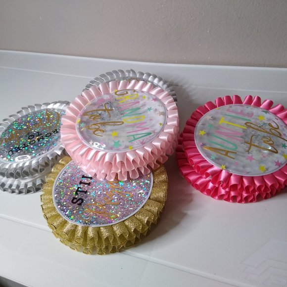 Jewelry | Set Of 1 Fun Baby Shower Large Glitter Bubble Pins | Poshmark